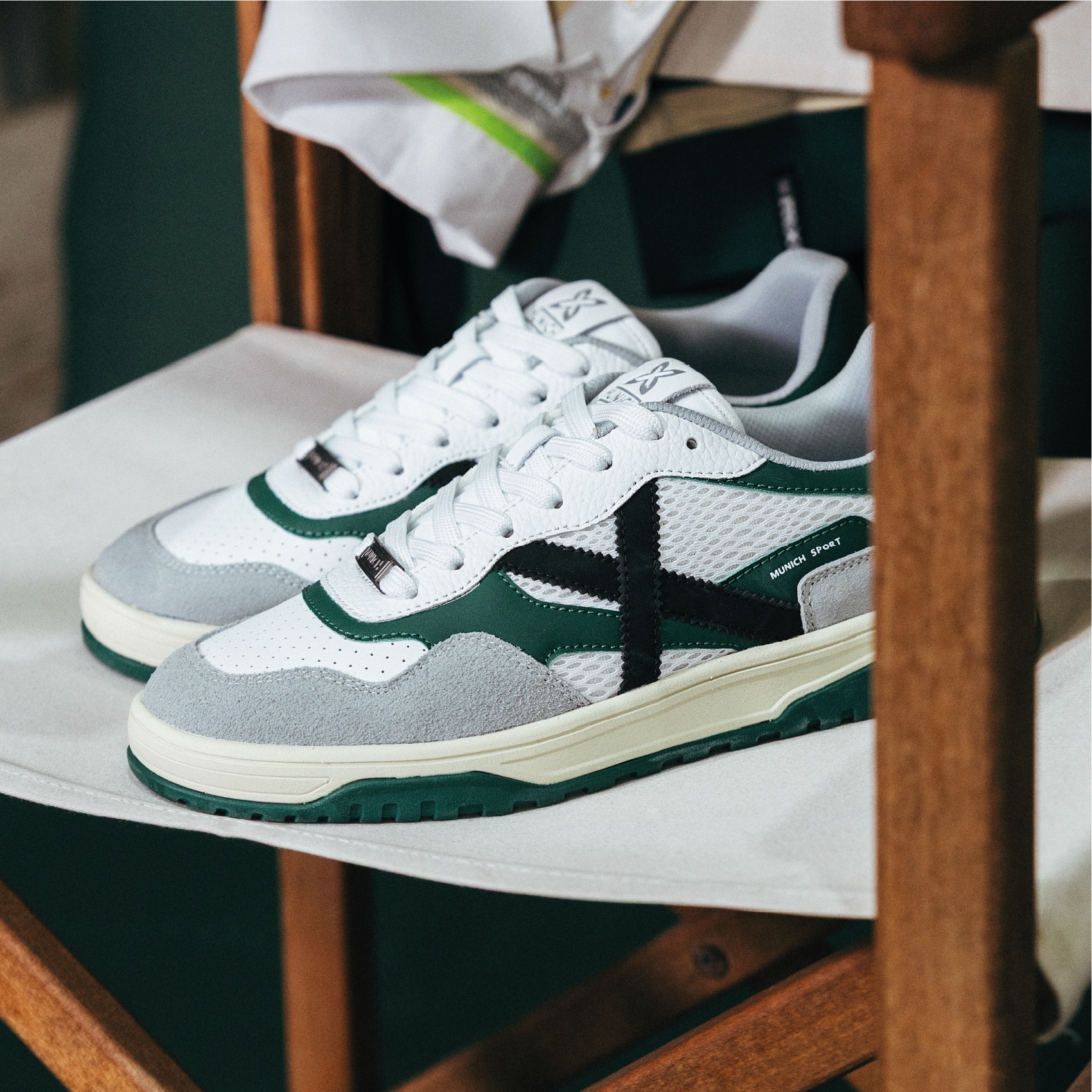 Sneakers Retro Tenis y Skate Blanco y Verde | MUNICH TENNEZ 05