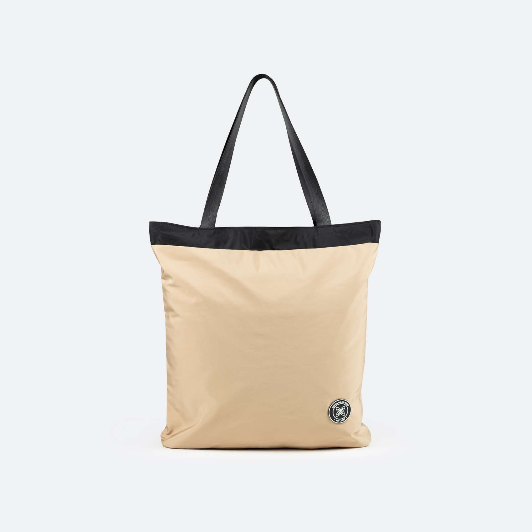 2-in-1 Beige and Black Nylon Tote and Backpack | TOTE BACKPACK. SHALLOW.
