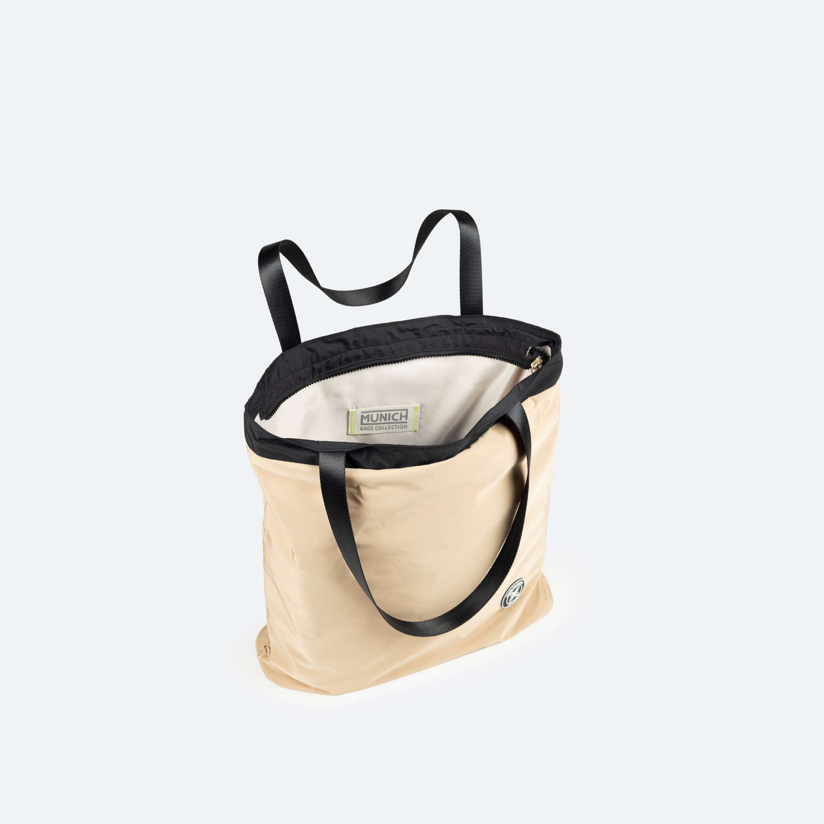 2-in-1 Beige and Black Nylon Tote and Backpack | TOTE BACKPACK. SHALLOW.