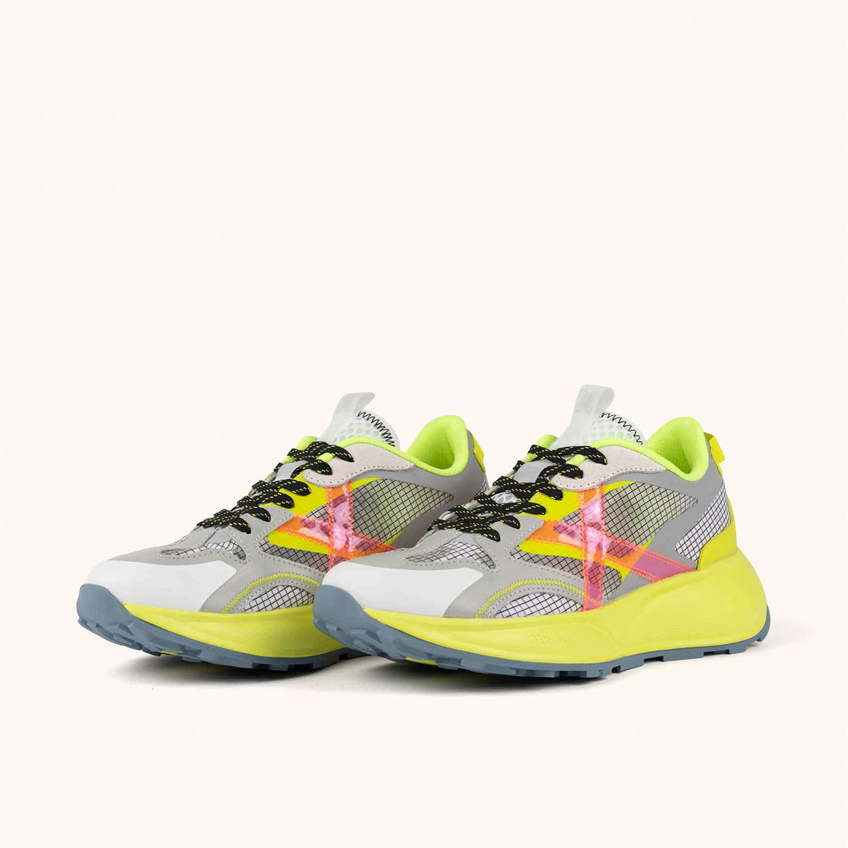 Sneakers Retro Running Gris y Amarillo Flúor | MUNICH TRAINNER 07