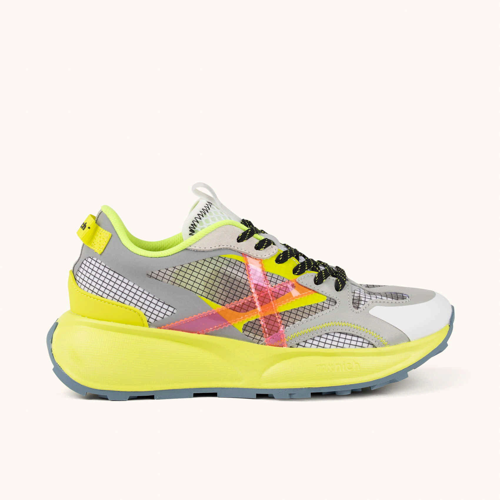 Sneakers Retro Running Gris y Amarillo Flúor | MUNICH TRAINNER 07