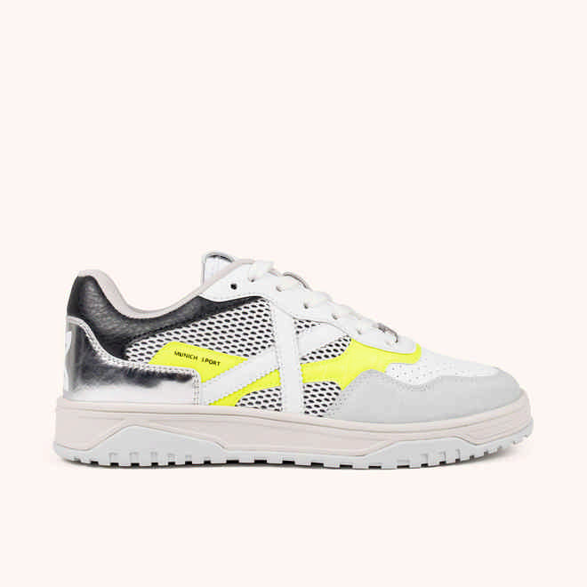 Sneakers Retro tenis y skate Blanco y Amarillo Flúor | MUNICH TENNEZ WMN 01