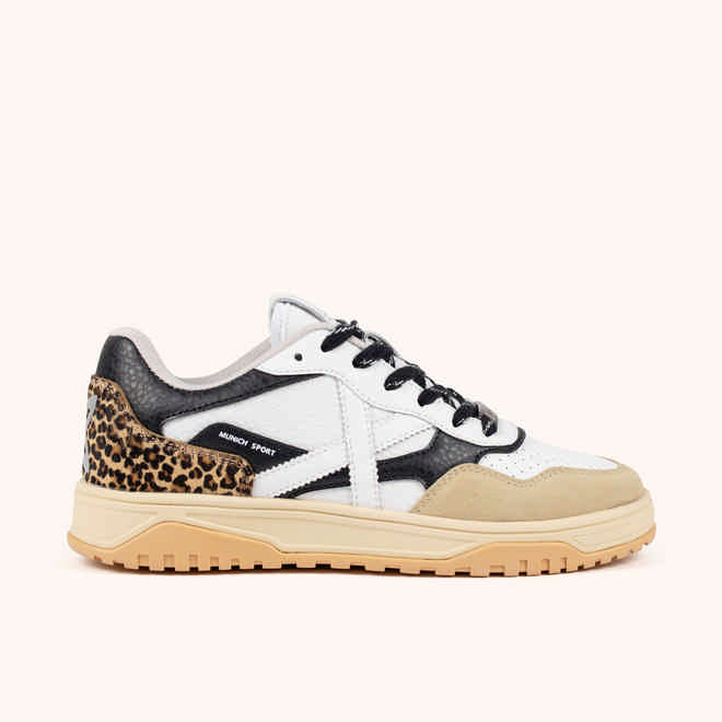 Sneakers Retro tenis y skate Blanco y Animal Print | MUNICH TENNEZ WMN 02
