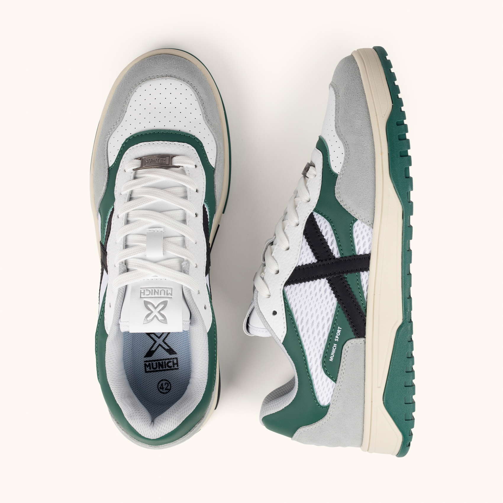 Sneakers Retro Tenis y Skate Blanco y Verde | MUNICH TENNEZ 05