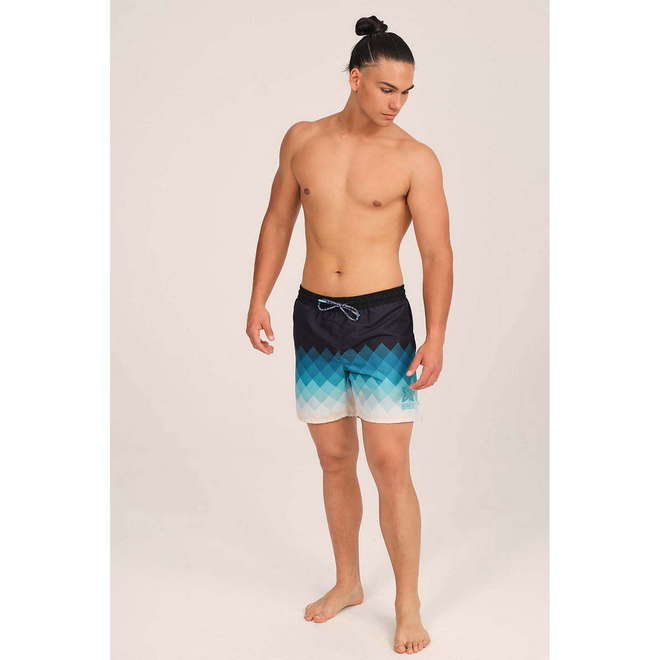 MEN'S LONG TURQUOISE PRINTED SWIMSUIT